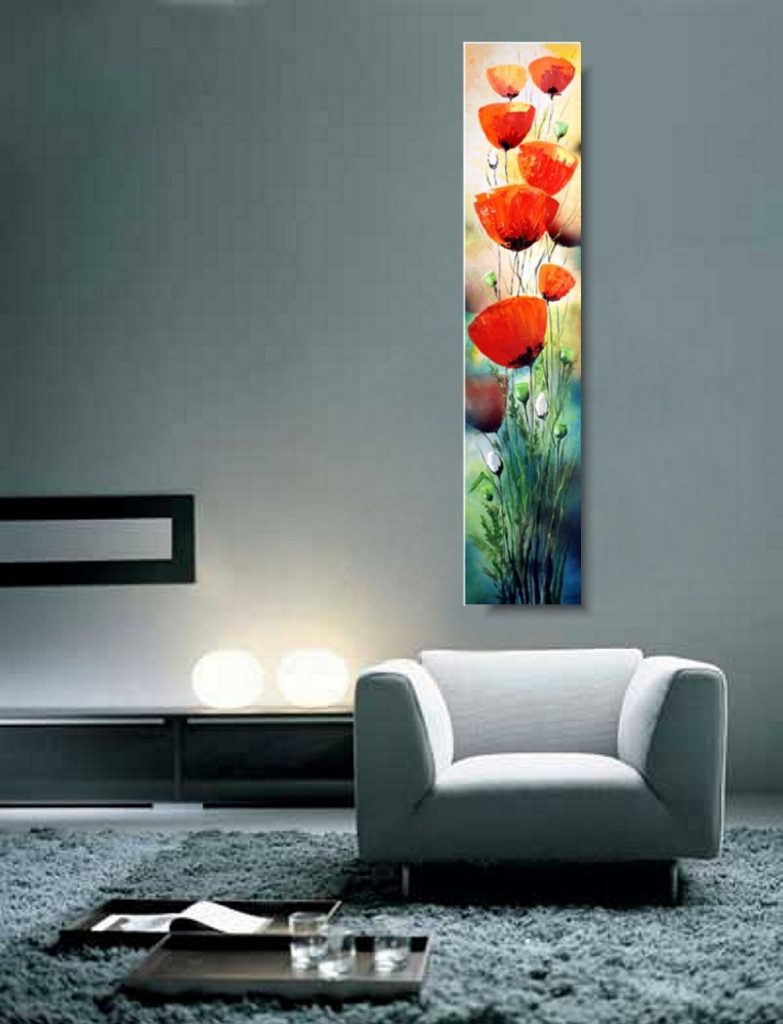 Obrazy nowoczesne kwiaty maki obrazy ręcznie malowane w pionie 1698A