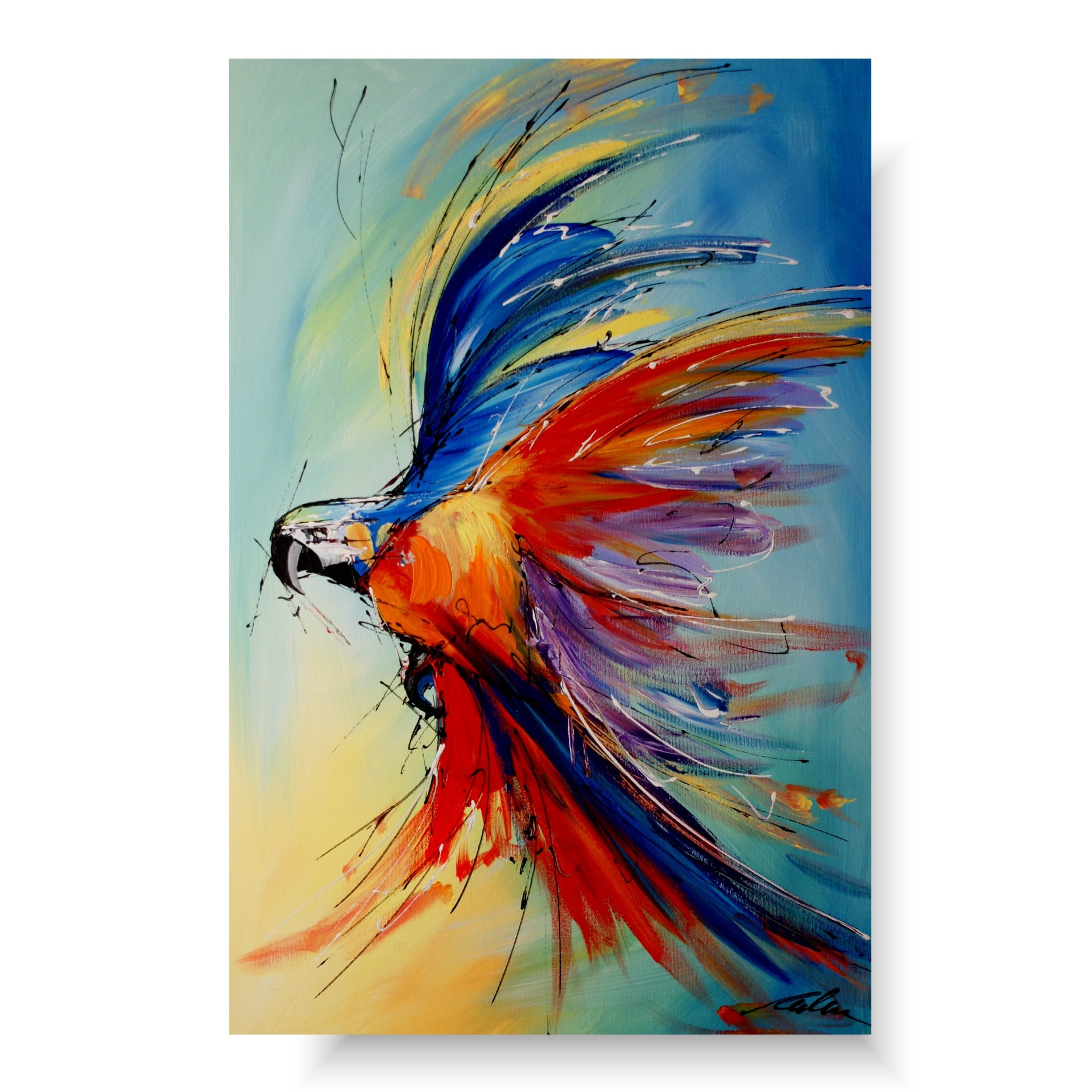 Obrazy nowoczesne ze zwierzętami papuga ara obraz malowany 1725A