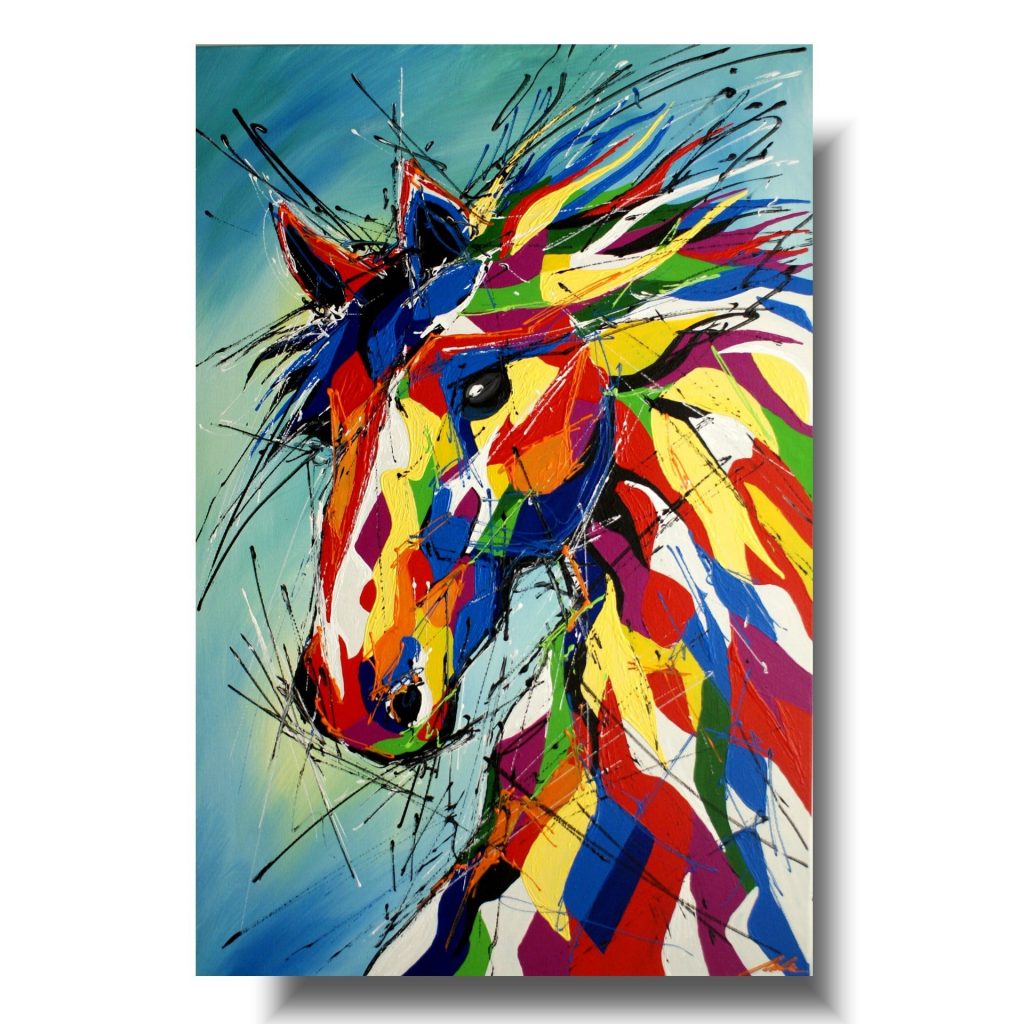 Obraz na płótnie koń kolorowe nowoczesne obrazy zwierząt