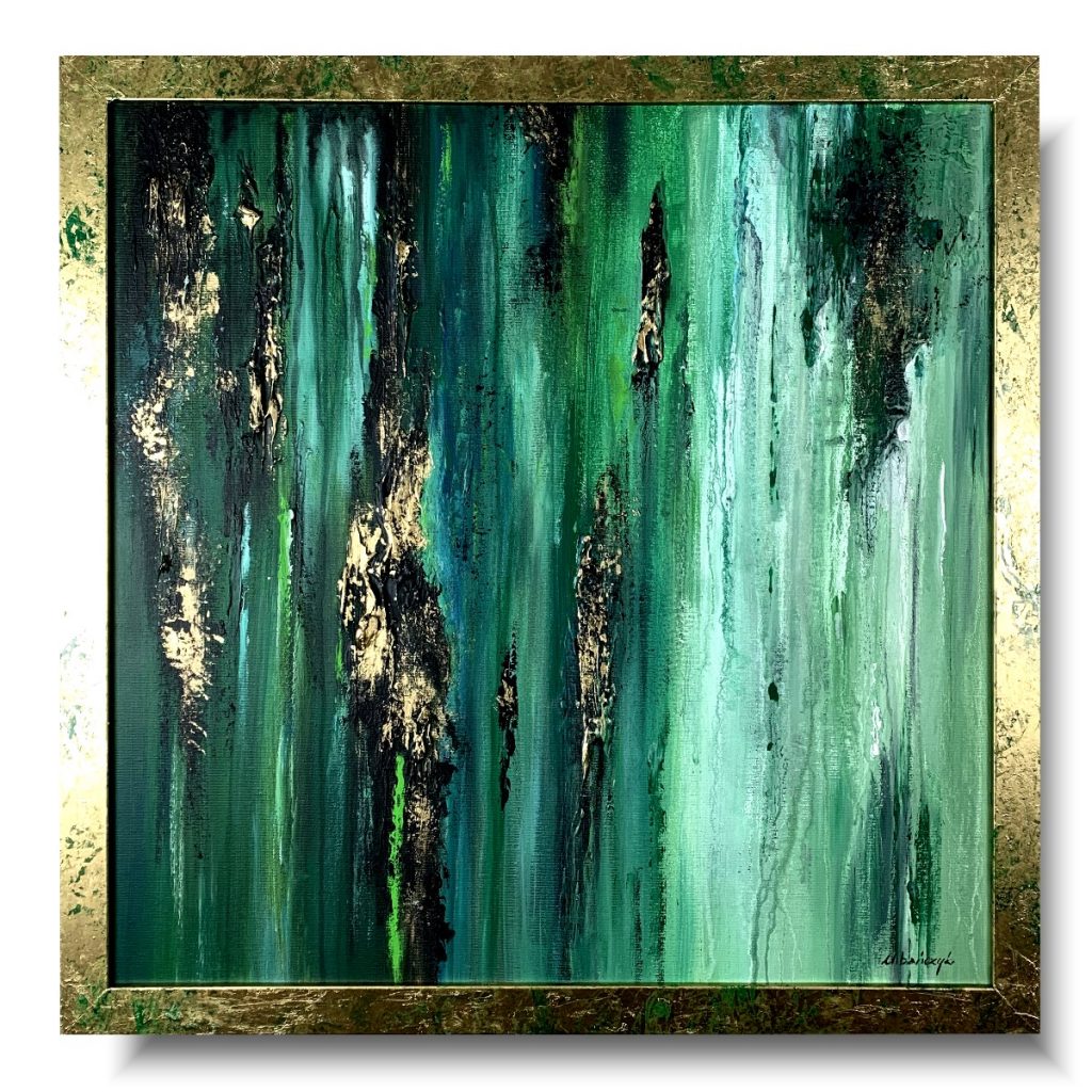 Nowoczesny obraz w ramie abstrakcja w tropikach malarstwo 1978A