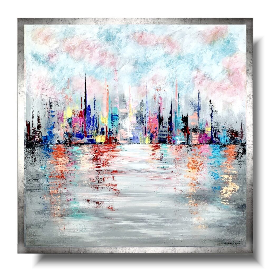 Obraz do salonu abstrakcja turkusowa eksplozja 2246A