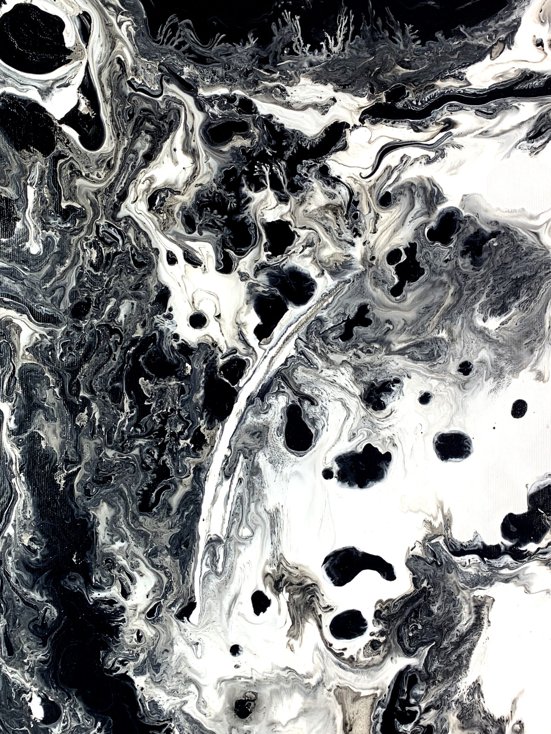 Czarno biały obraz abstrakcja otchłań wszechświata 2086A