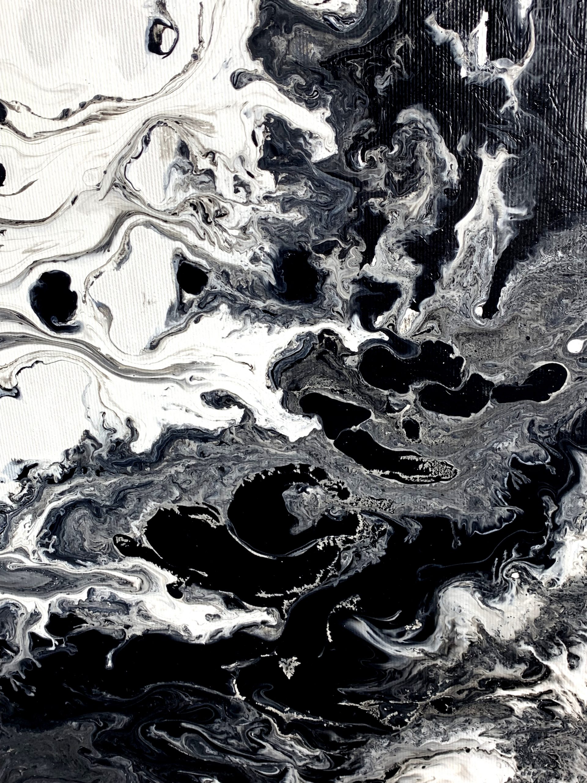 Czarno biały obraz abstrakcja otchłań wszechświata 2086A