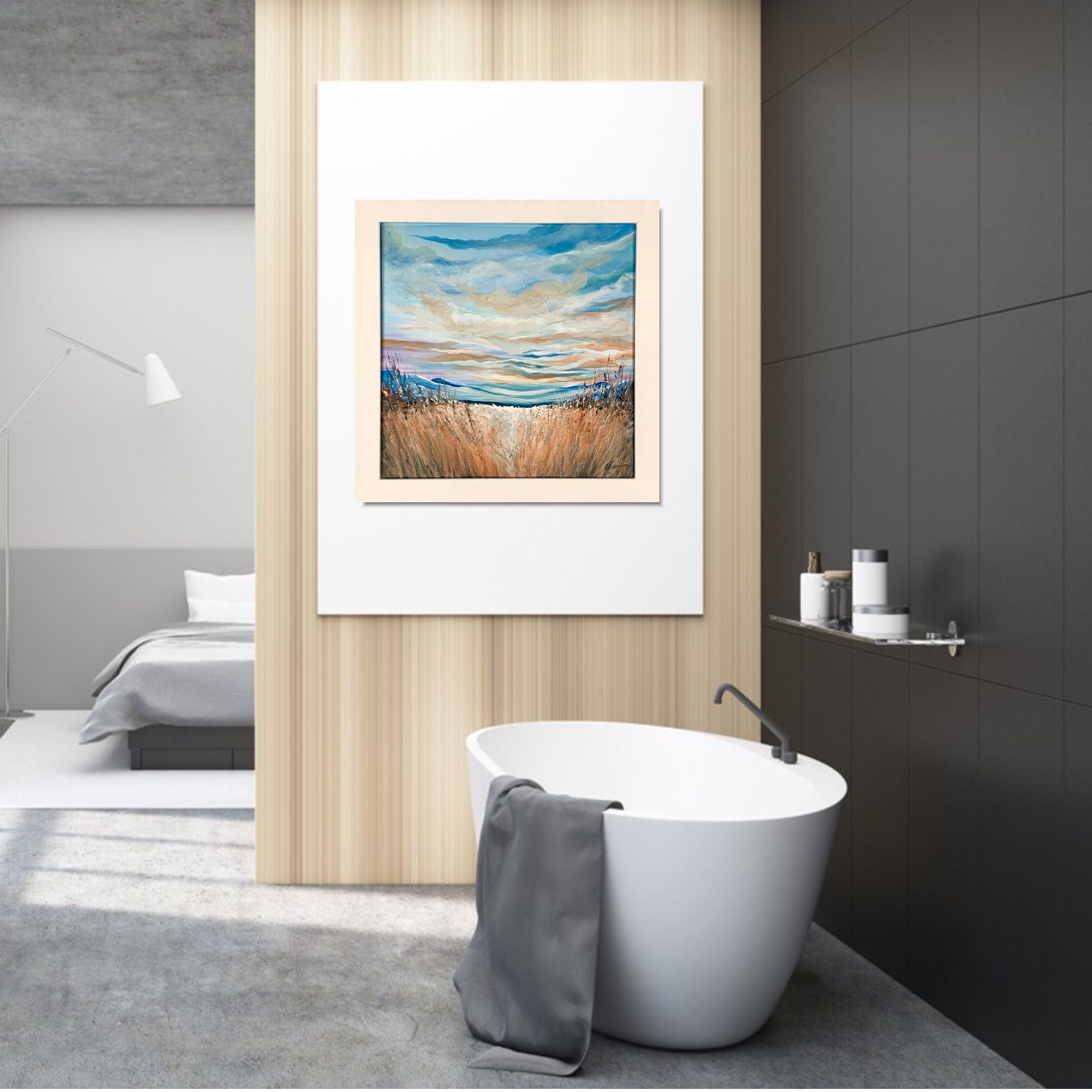 Mały obraz pejzaż lato na wsi obrazy malowane 2139A