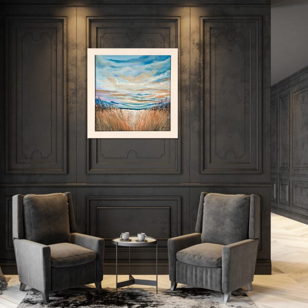 Mały obraz pejzaż lato na wsi obrazy malowane 2139A