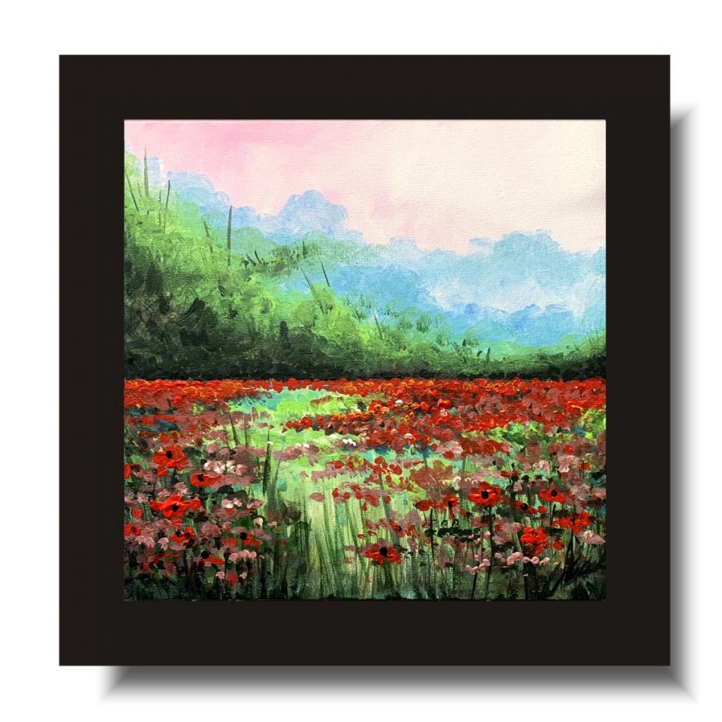 Mały obrazek z makami obrazy malowane 2145A