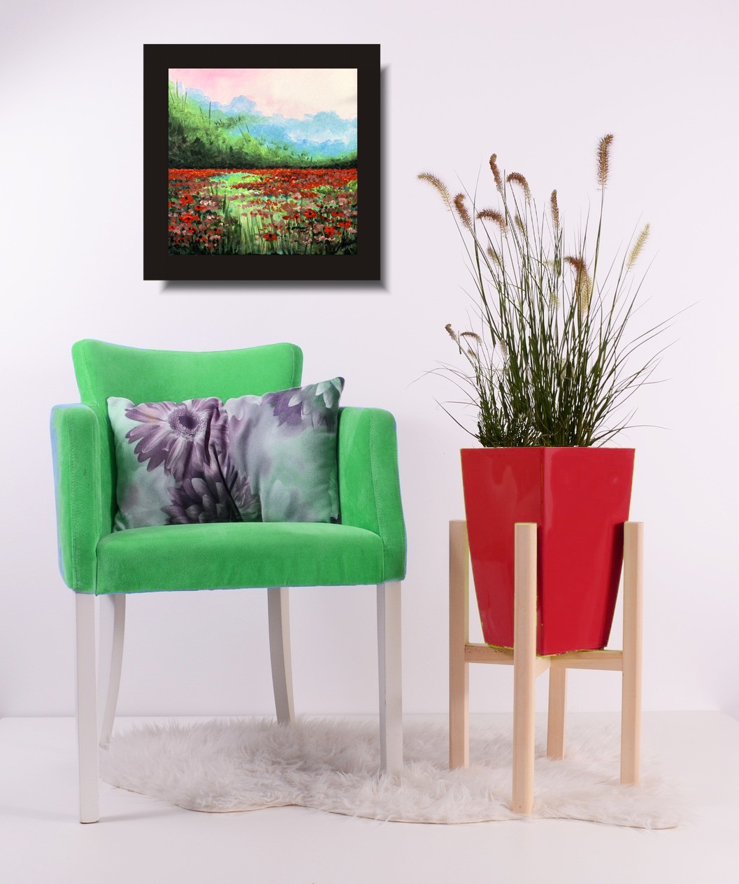Mały obrazek z makami obrazy malowane 2145A