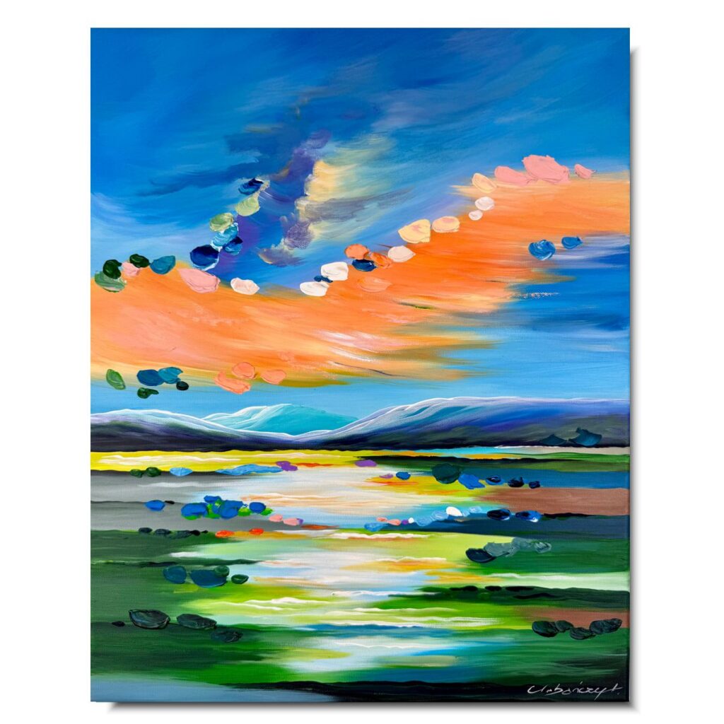 Obraz mały pejzaż malowany modna dekoracja 2276A