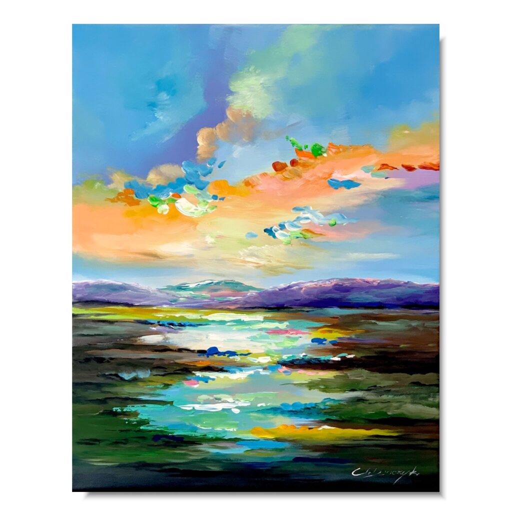 Obraz mały pejzaż malowany modna dekoracja 2276A