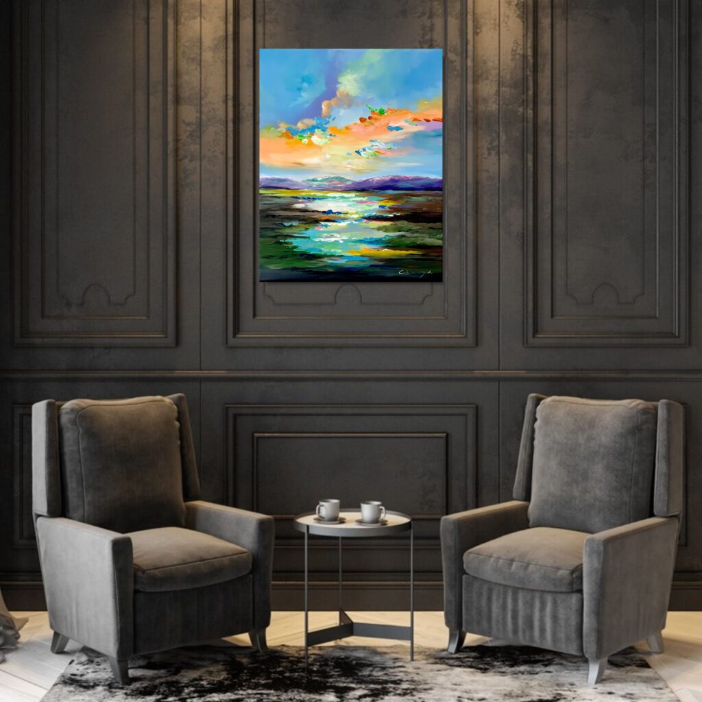 Obraz mały pejzaż malowany modna dekoracja 2276A