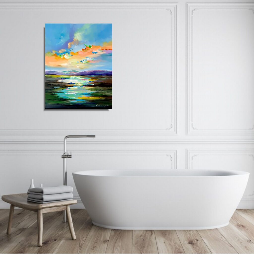 Obraz mały pejzaż malowany modna dekoracja 2276A